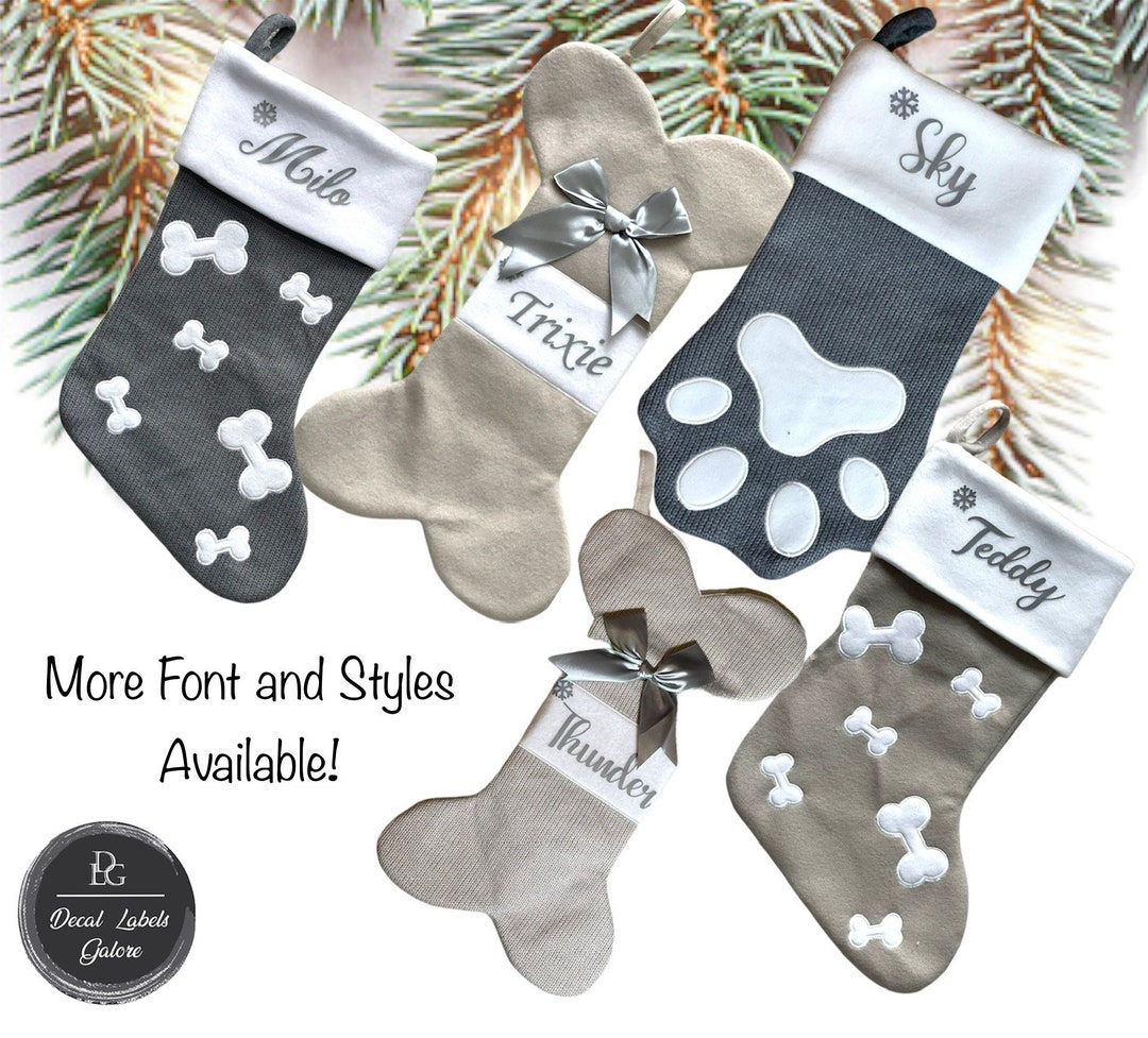 Personalised Pet Christmas Stocking With Paw, Bone or Bones Sock - Etsy UK