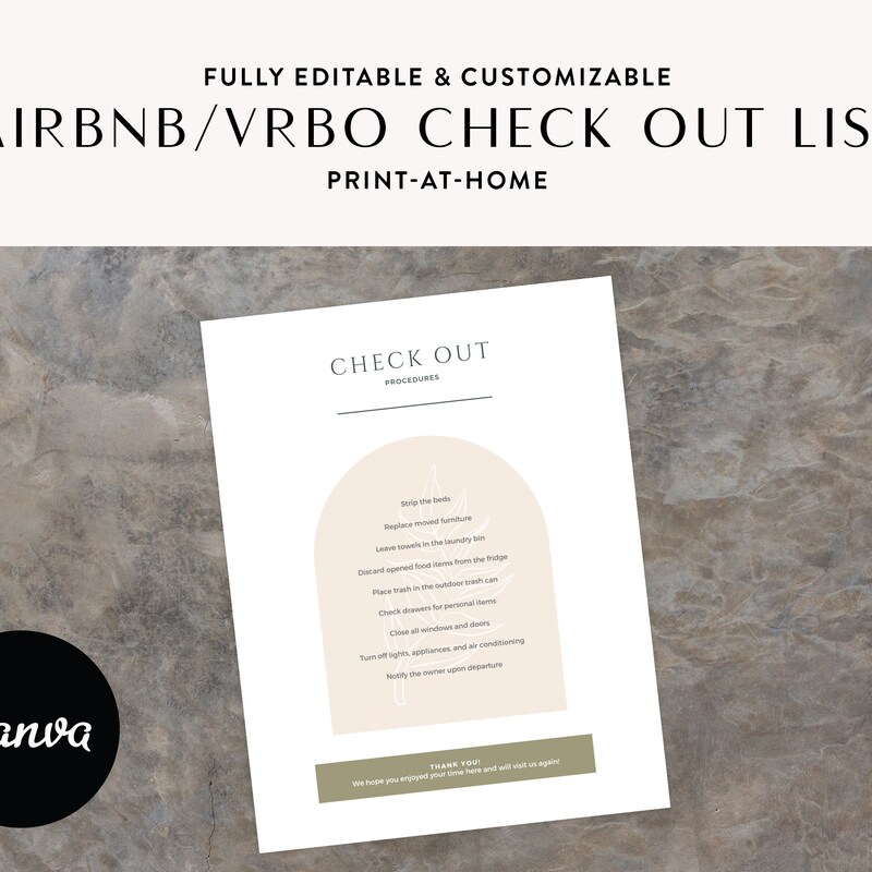 Airbnb Checkout List - Etsy