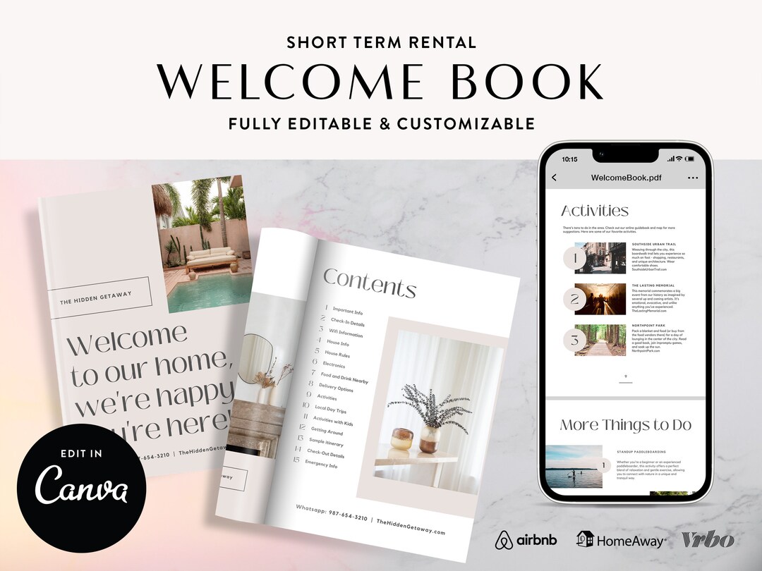 Airbnb Welcome Book Bundle Template, Airbnb VRBO Vacation Rental Guest ...