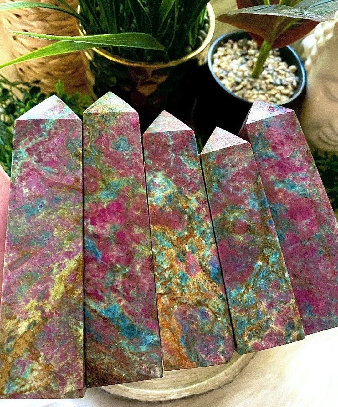 Large UV Ruby Kyanite in Fuschite Towers Healing Crystals for ...