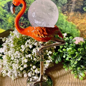Flamingo Sphere Stand Flamingo Statue Desk Decor Reiki Meditation ...
