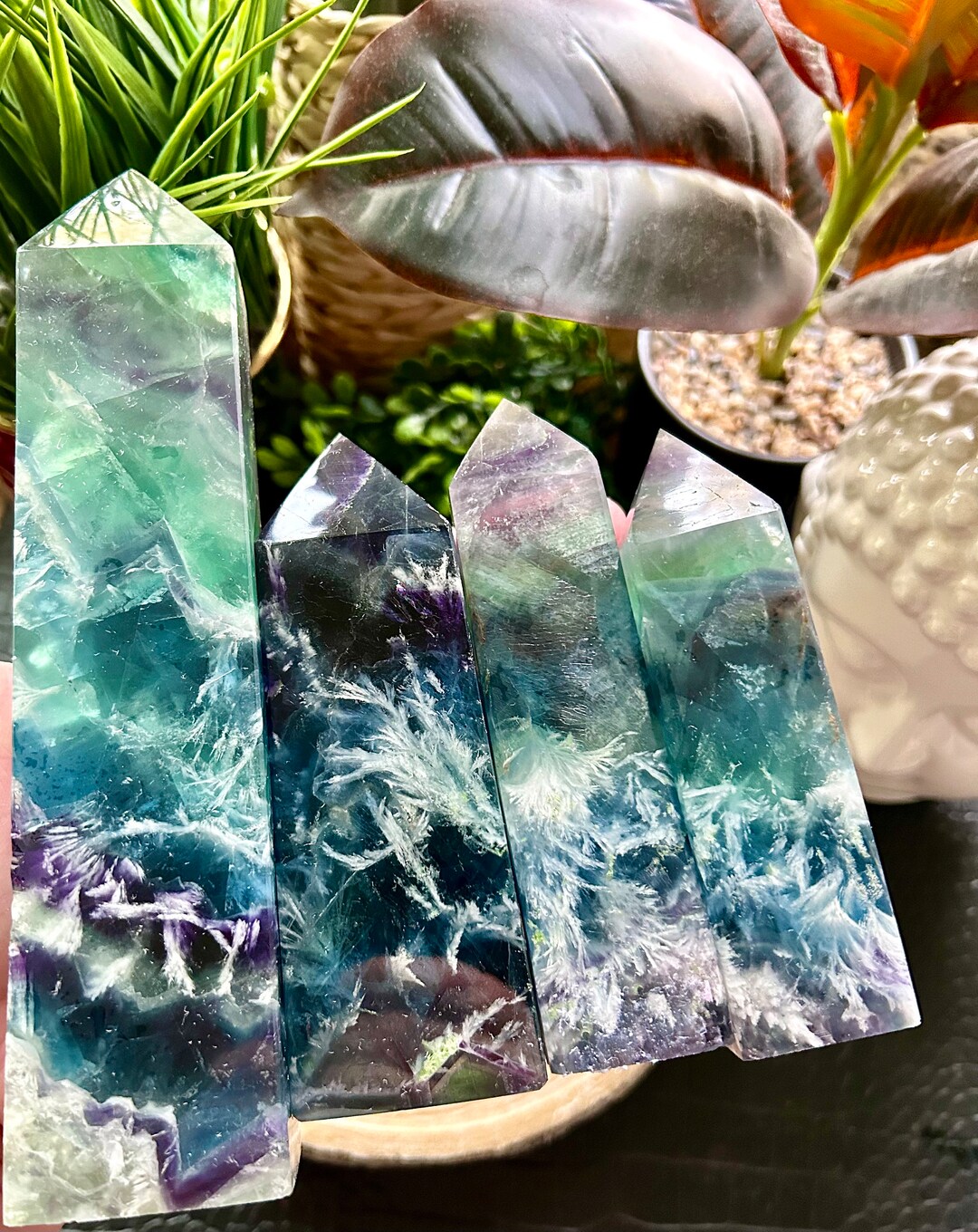 Snowflake Fluorite Towers Healing Crystals for Meditation Reiki ...