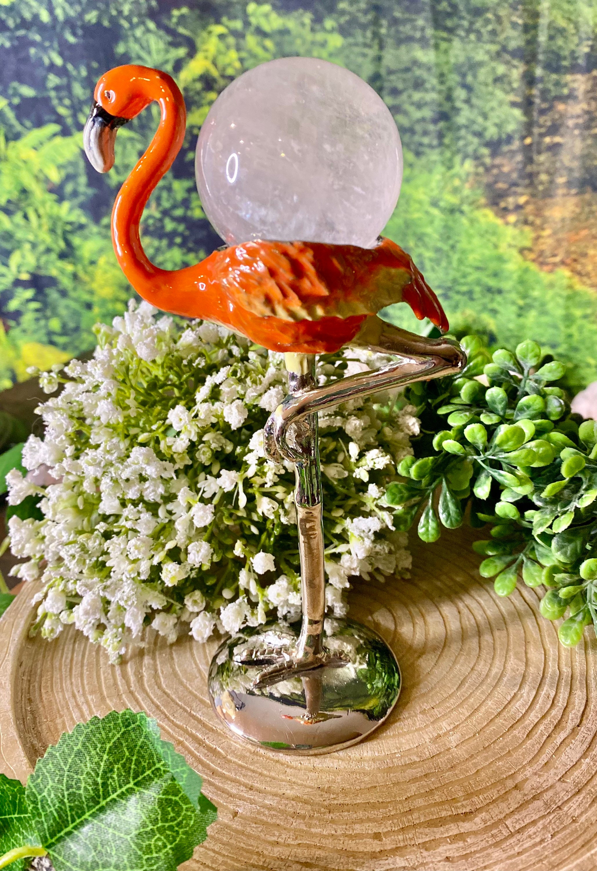 Flamingo Sphere Stand Flamingo Statue Desk Decor Reiki - Etsy