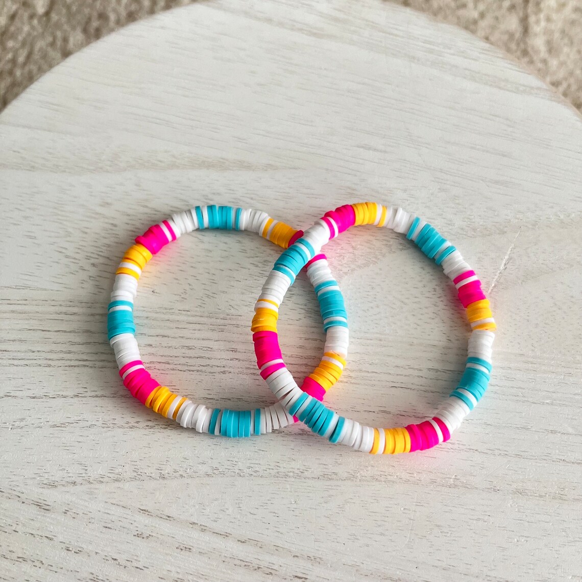 Surfer Girl Bracelet Clay Beads Heishi Beads Preppy - Etsy