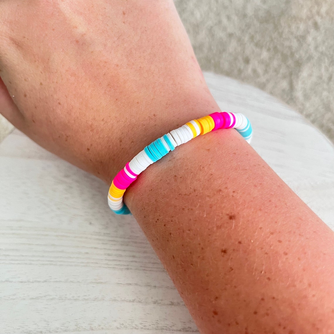 Surfer Girl Bracelet Clay Beads Heishi Beads Preppy - Etsy