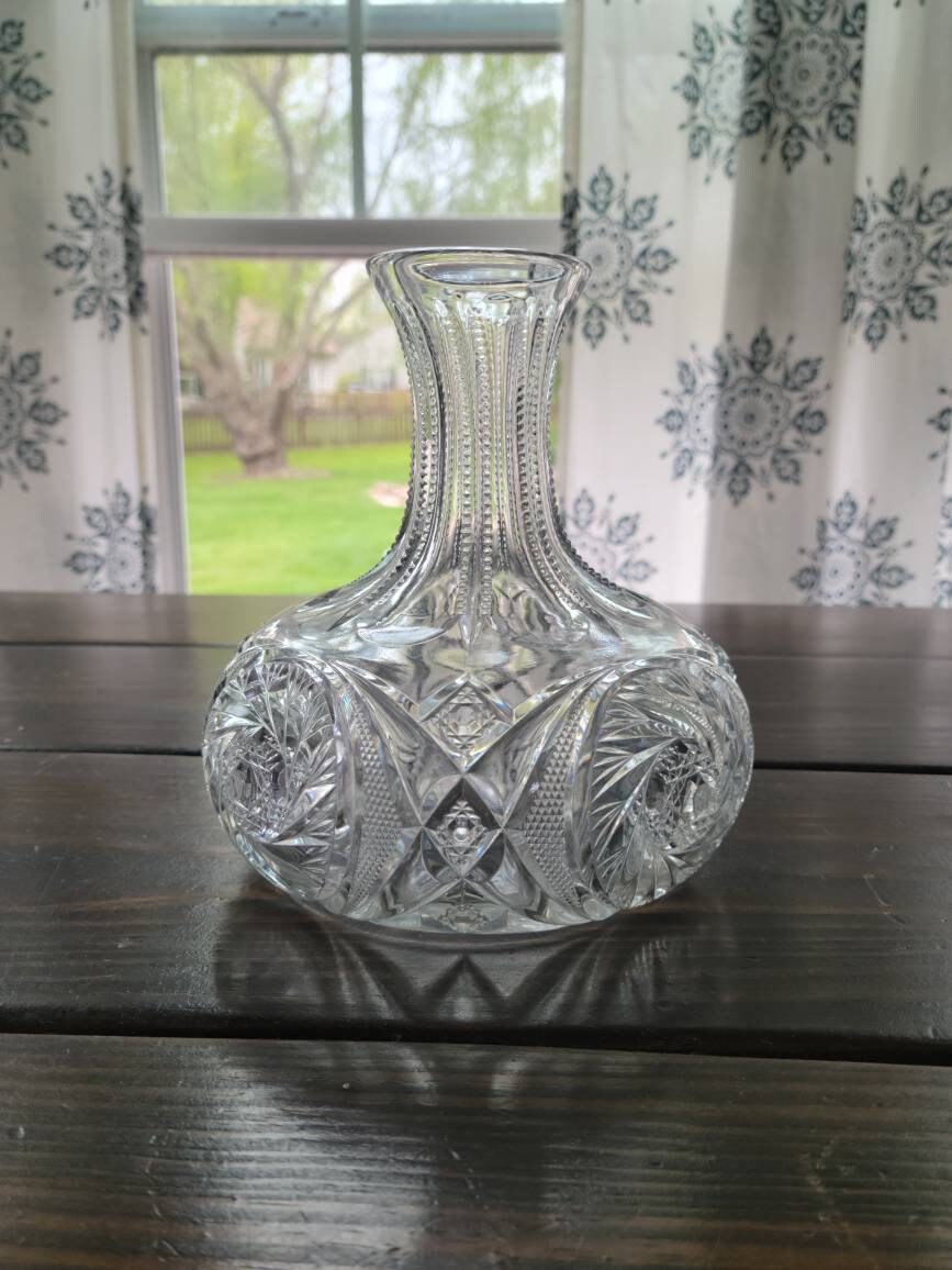 Antique Glass Carafe Water Decanter, Antique MCKEE Aztec Carafe Prescut ...