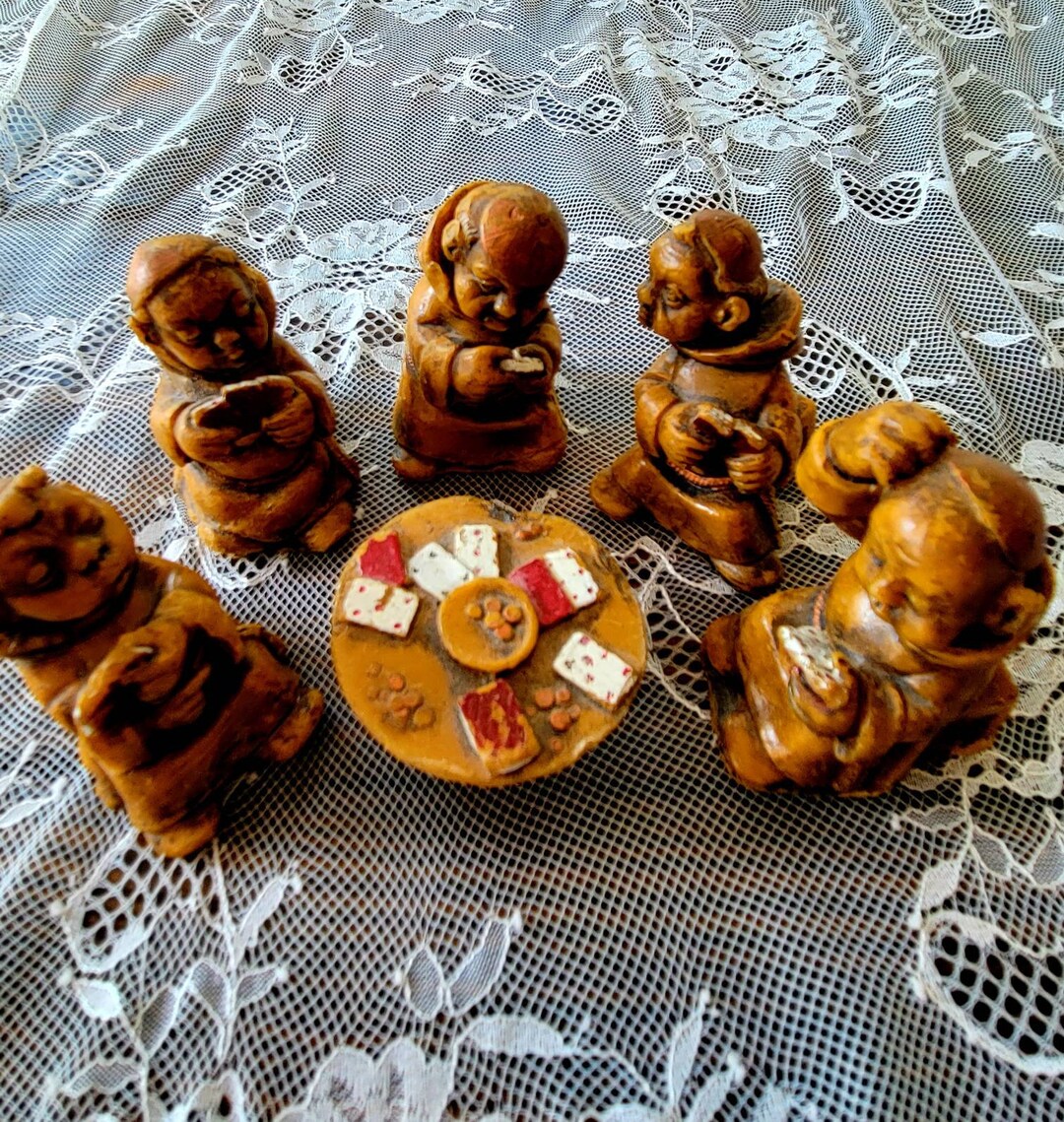 Wax Figurines, Monk Figurines,german Vintage Set of 5 Resin Wax Monks ...
