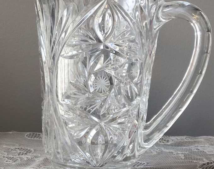 Beautiful Poland Lead Crystal Pitcher, Pinwheels & Etched Stars - Etsy