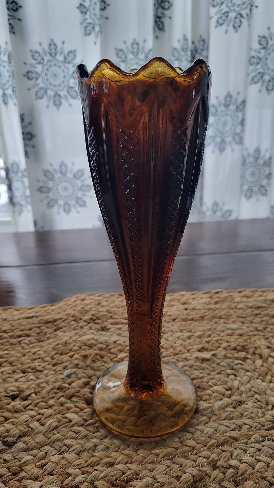 Vintage Dark Amber Vase, Vintage Tiara Exclusives Golden Amber Ribbon ...