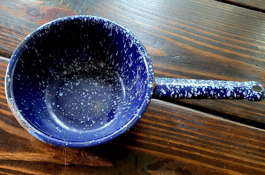 Enamelware, Vintage Splatter Enamel Saucepan, Graniteware Enamelware ...