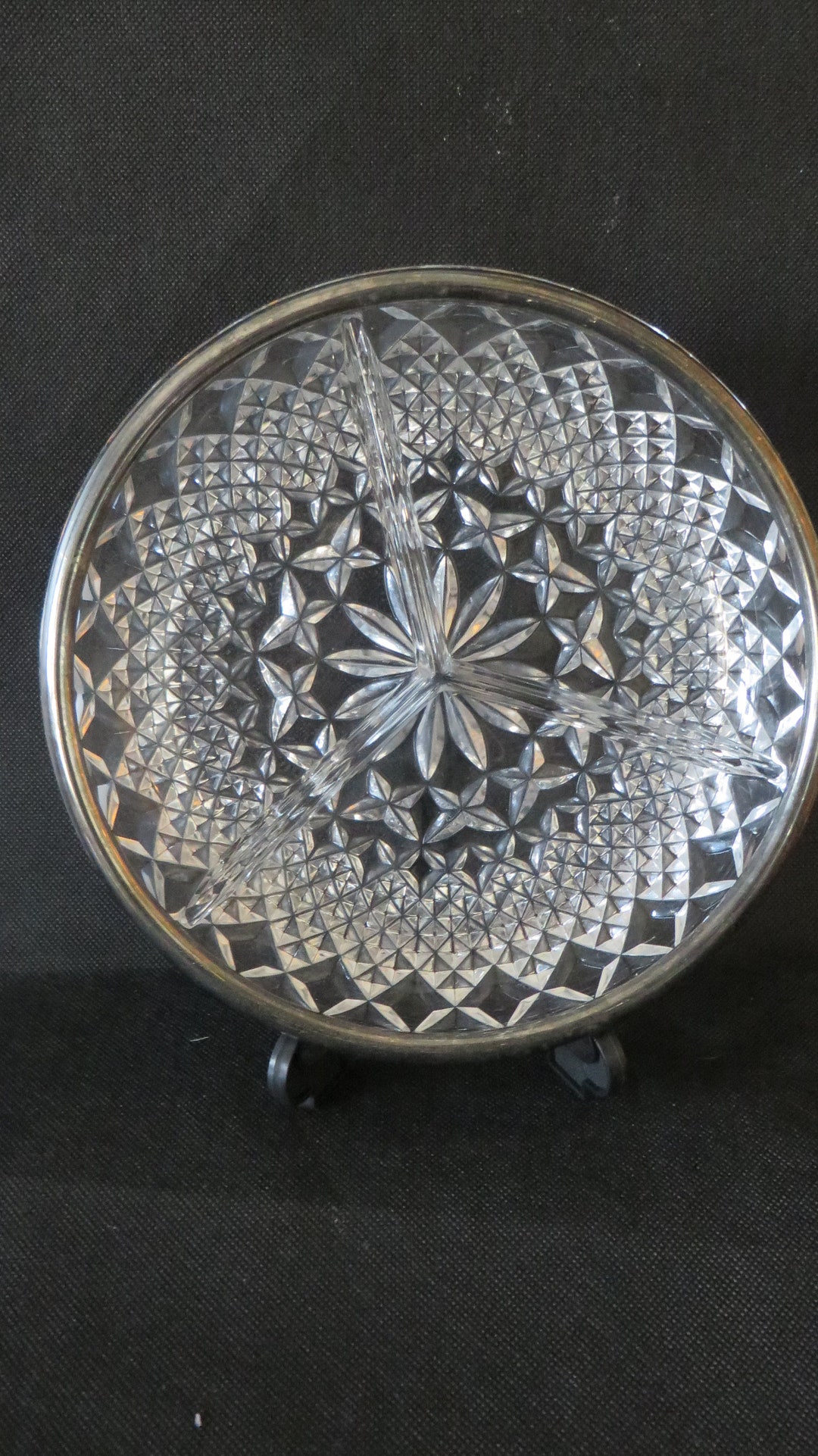Vintage Lead Crystal Relish Dish, Divided Relish Dish, Silverplate and ...