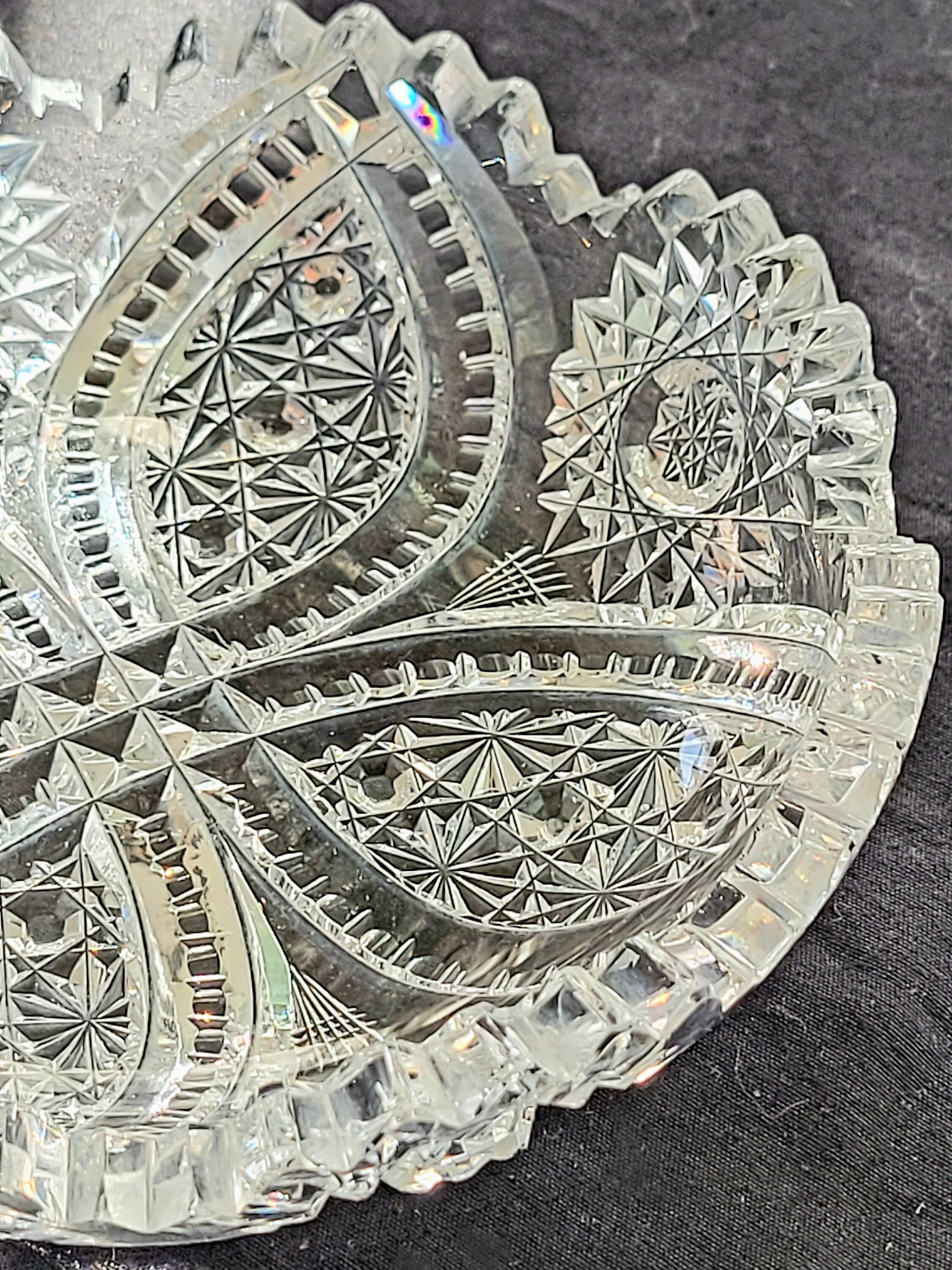 Antique Crystal Bowl, Cut Glass Nappy, Antique Cut Glass Small Dish ...