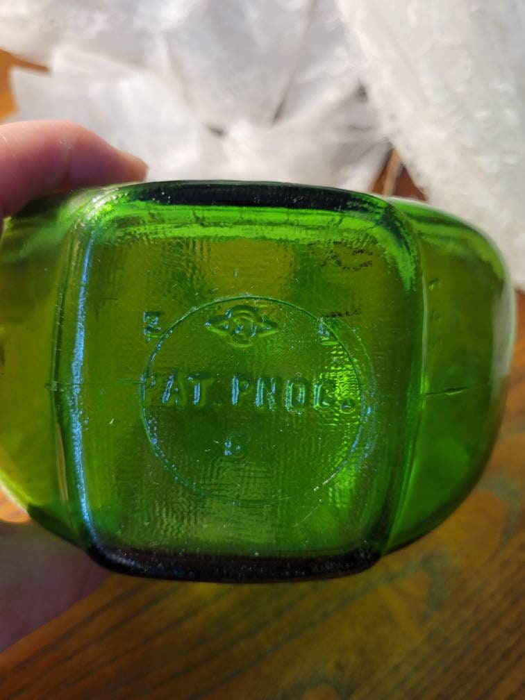 Vintage Green Glass Bottle Vintage Ribbed Green Glass - Etsy