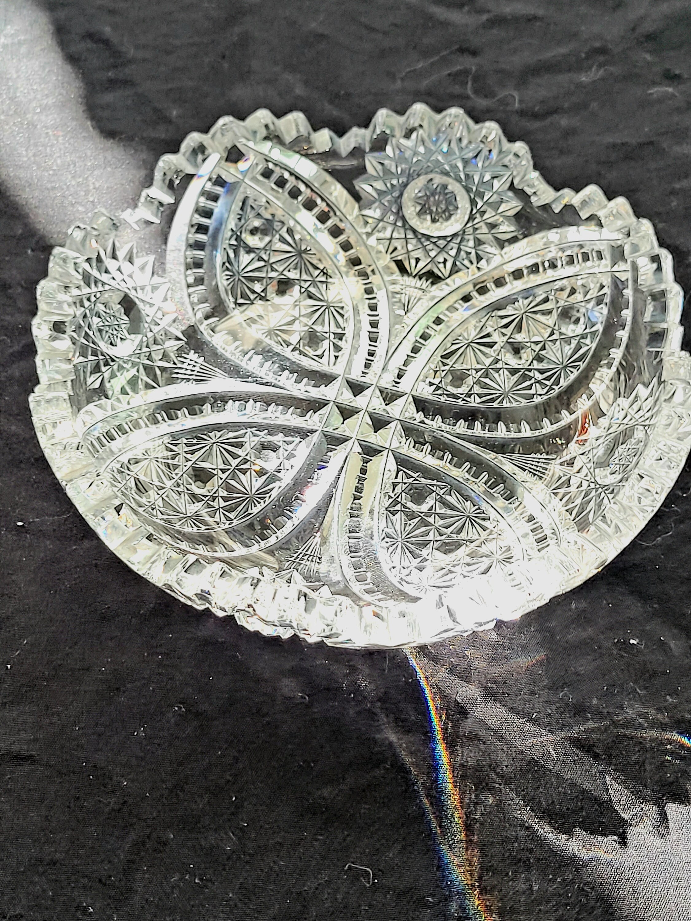 Antique Crystal Bowl, Cut Glass Nappy, Antique Cut Glass Small Dish ...