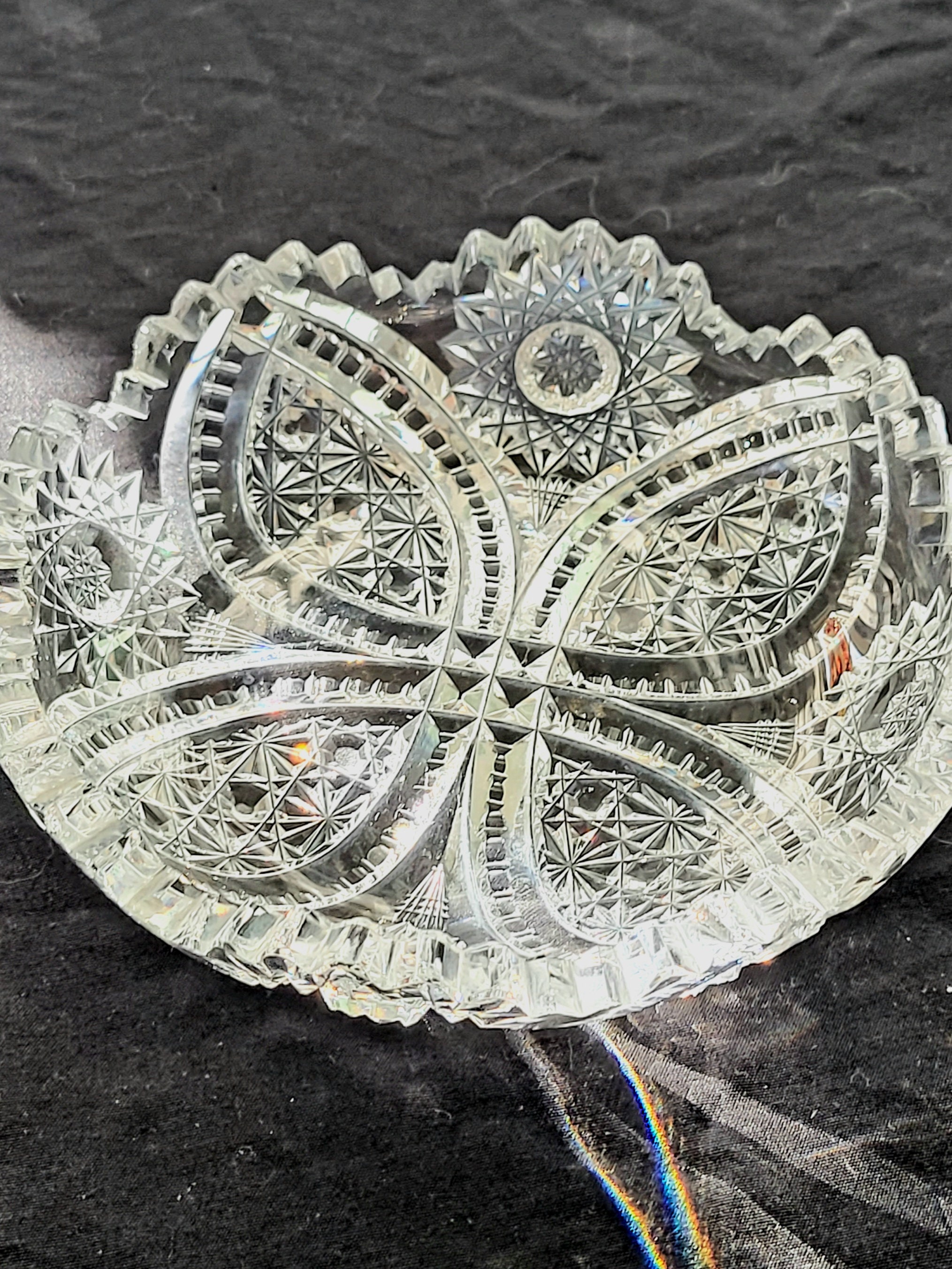 Antique Crystal Bowl, Cut Glass Nappy, Antique Cut Glass Small Dish ...