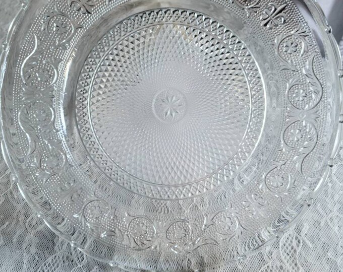 Vintage Service Plate, Crystal Clear Industries trellis Sandwich Glass ...