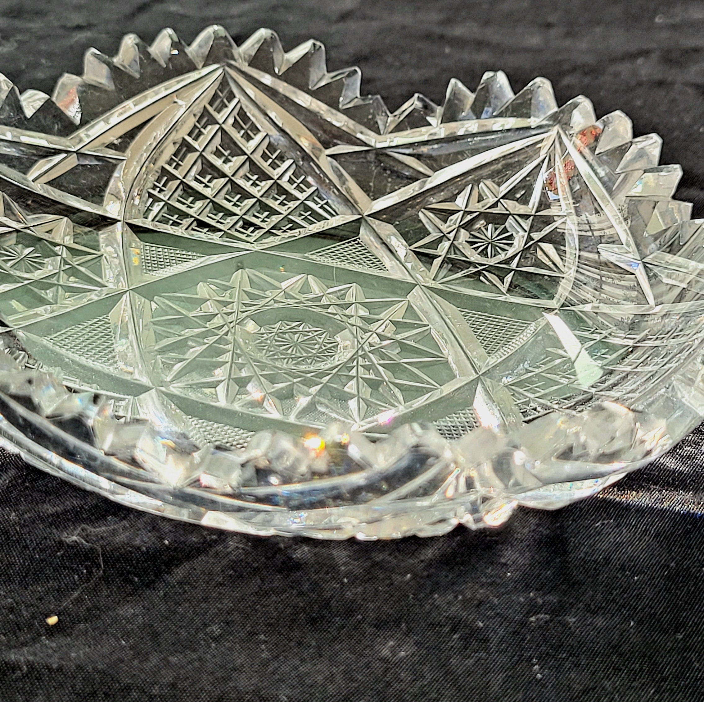 Antique Crystal Bowl, Cut Glass Nappy, Antique Cut Glass Small Dish ...