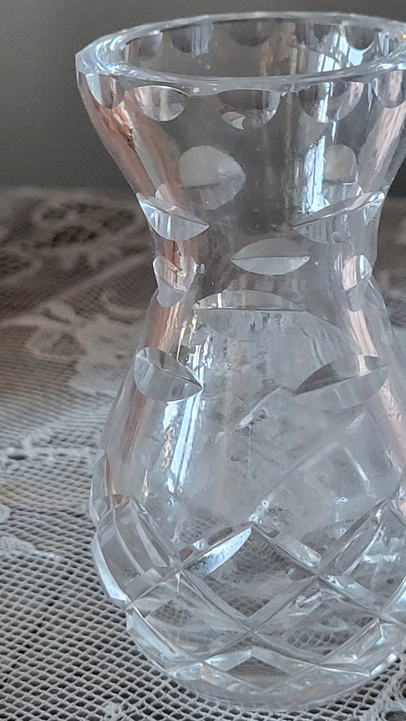 Bud Vase, Crystal Bud Vase, Vintage Crystal Bud Vase, Criss-cross ...