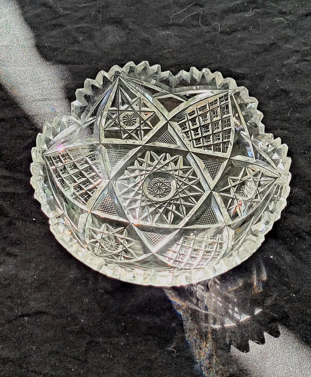 Antique Crystal Bowl, Cut Glass Nappy, Antique Cut Glass Small Dish ...