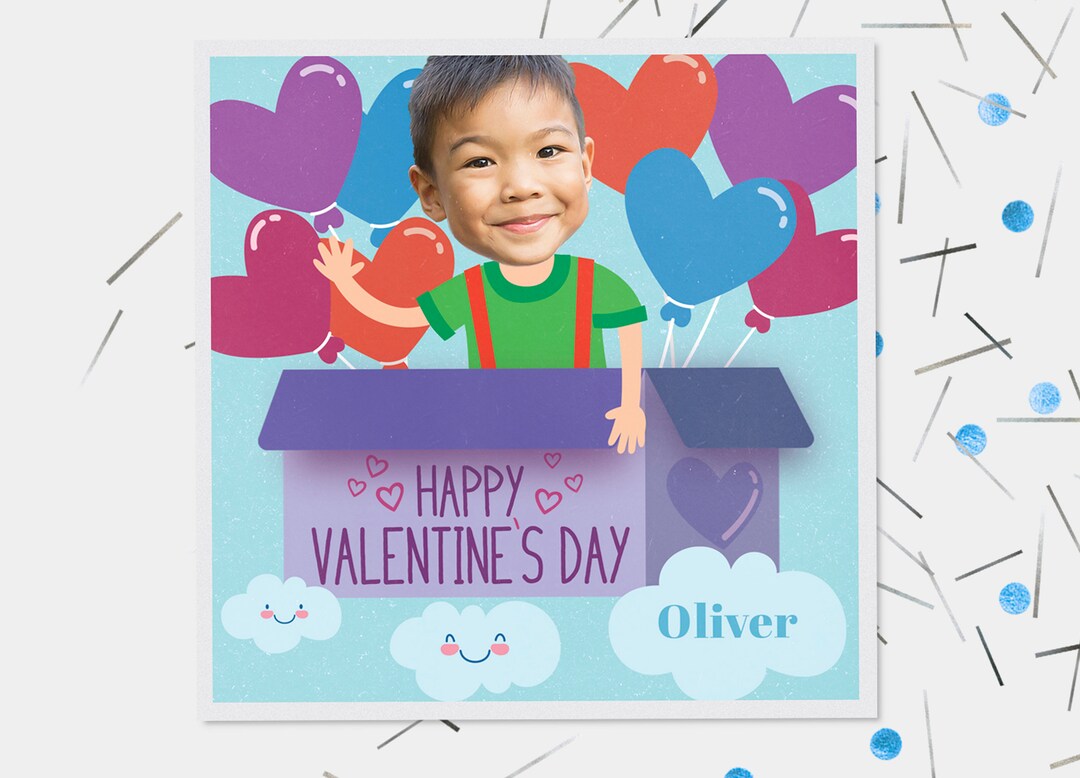 Valentine's Day School Cards With Photo / DIGITAL DOWNLOAD Valentines ...