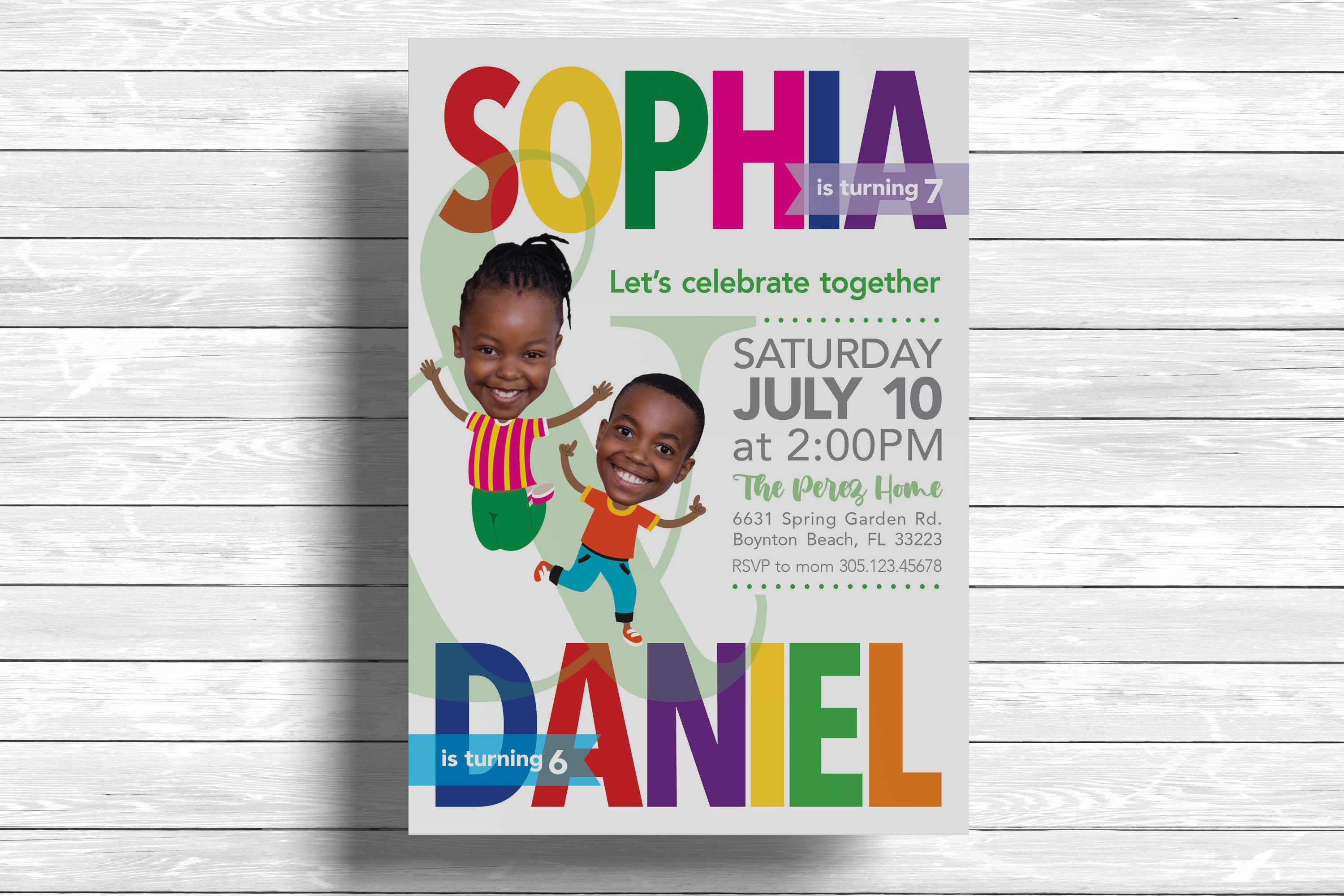Joint Birthday Party Invitation With Photo / DIGITAL DOWNLOAD - Etsy