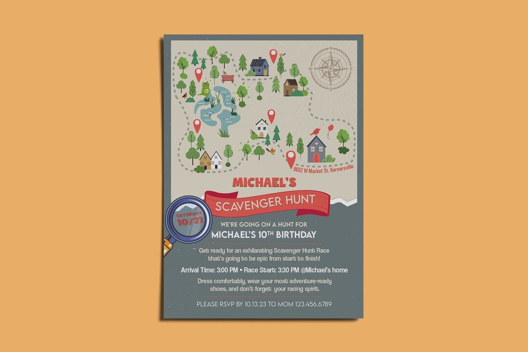 Personalized Scavenger Hunt Invitation Boys Detective Party ...