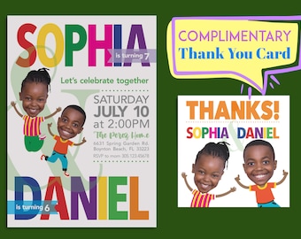 Double Celebration Invitation for Birthday Party, Dual Party Invitation ...