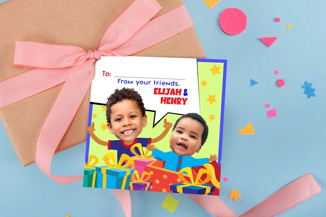 Sibling Gift Tags Happy Birthday Stickers Brother and Sister Gift Tags ...