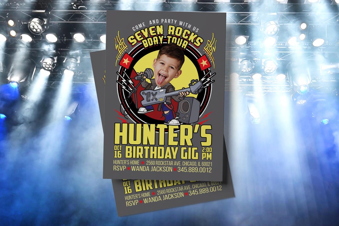 Rock Star Birthday Invitation: Custom Photo Concert Ticket (digital ...