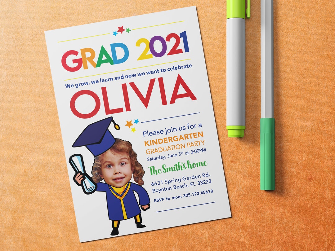 Kindergarten Graduation Party Invitation / Preschool Party Celebration ...