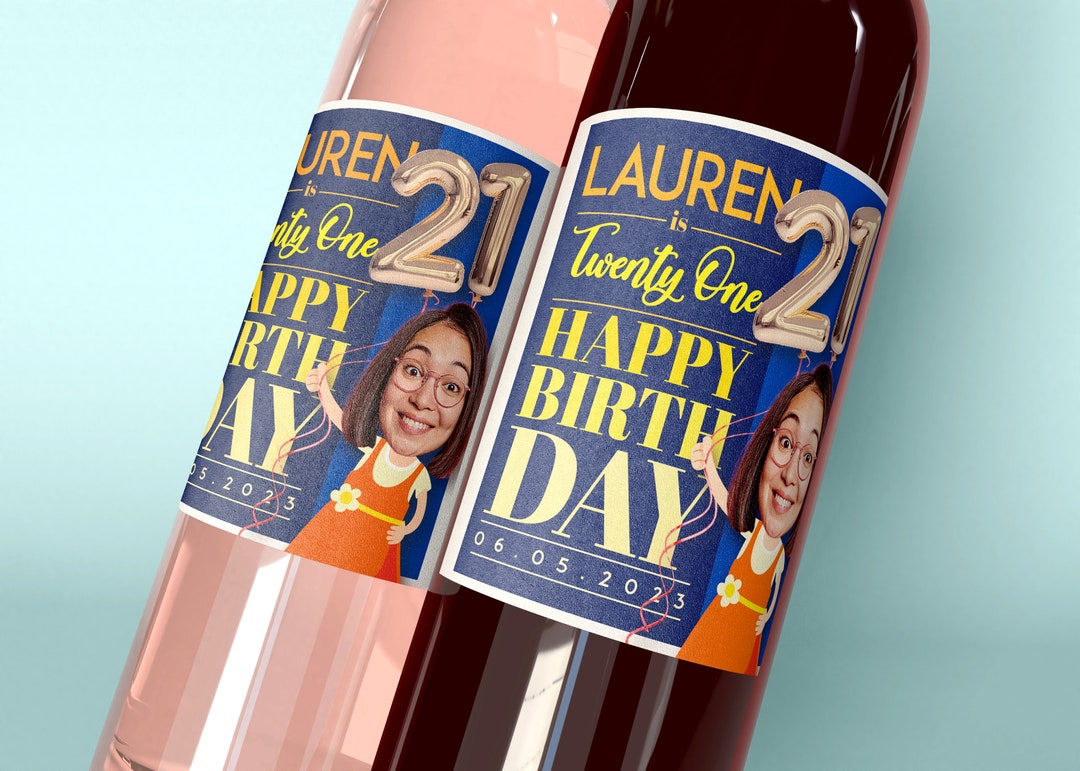 Custom Birthday Wine Label Bestie 21st Birthday Gift Birthday Wine ...