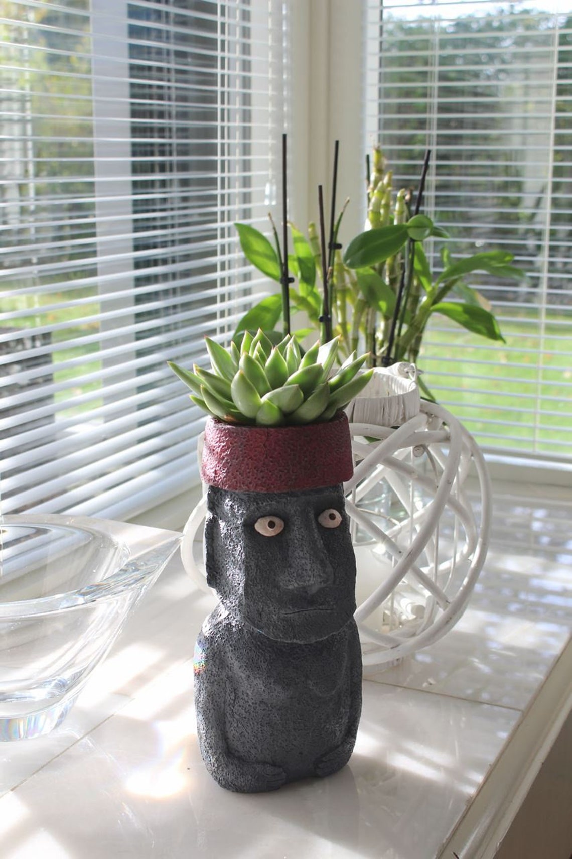 Moai Flowerpot Darkish Grey Material Polyresin - Etsy