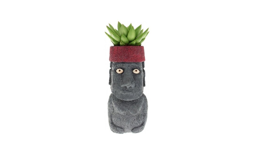 Moai Flowerpot Darkish Grey Material Polyresin - Etsy