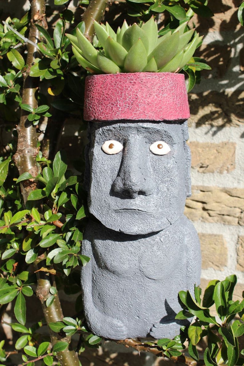 Moai Flowerpot Darkish Grey Material Polyresin - Etsy