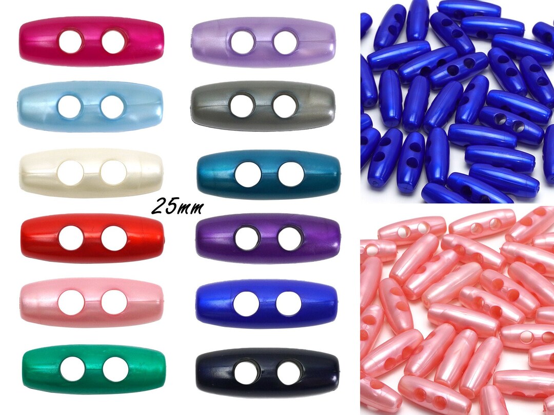 10 X 25mm Pearl Effect Baby Toggle Buttons Craft Buttons / Button ...