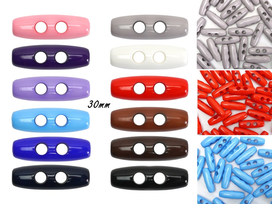 30mm Gloss Effect Toggle / Duffle / Coat Buttons 5 Pcs Italian Made ...