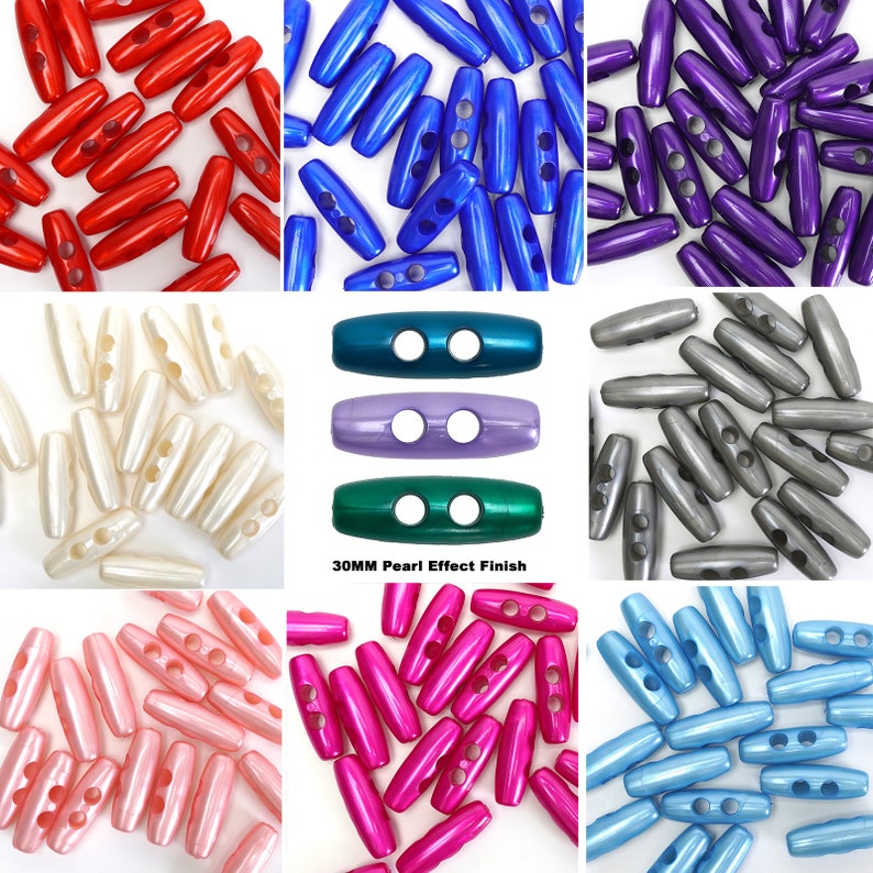 30mm Pearl Effect Toggle / Duffle / Coat Buttons (5 Pcs) - Italian Made ...