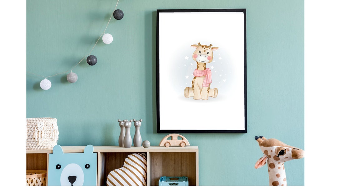 PINK BABY GIRAFFE, Printable for Girl's Room, Giraffe Nursery Wall ...