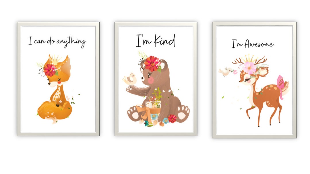 ANIMAL WALL ART for Kid's Room, I Can Wall Art for Kids , I Can Do ...