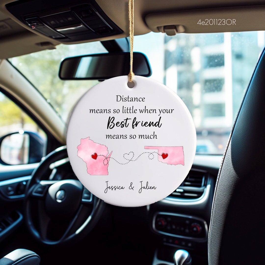 Distance Means so Little-custom Map Car Ornament-personalized Hanging ...