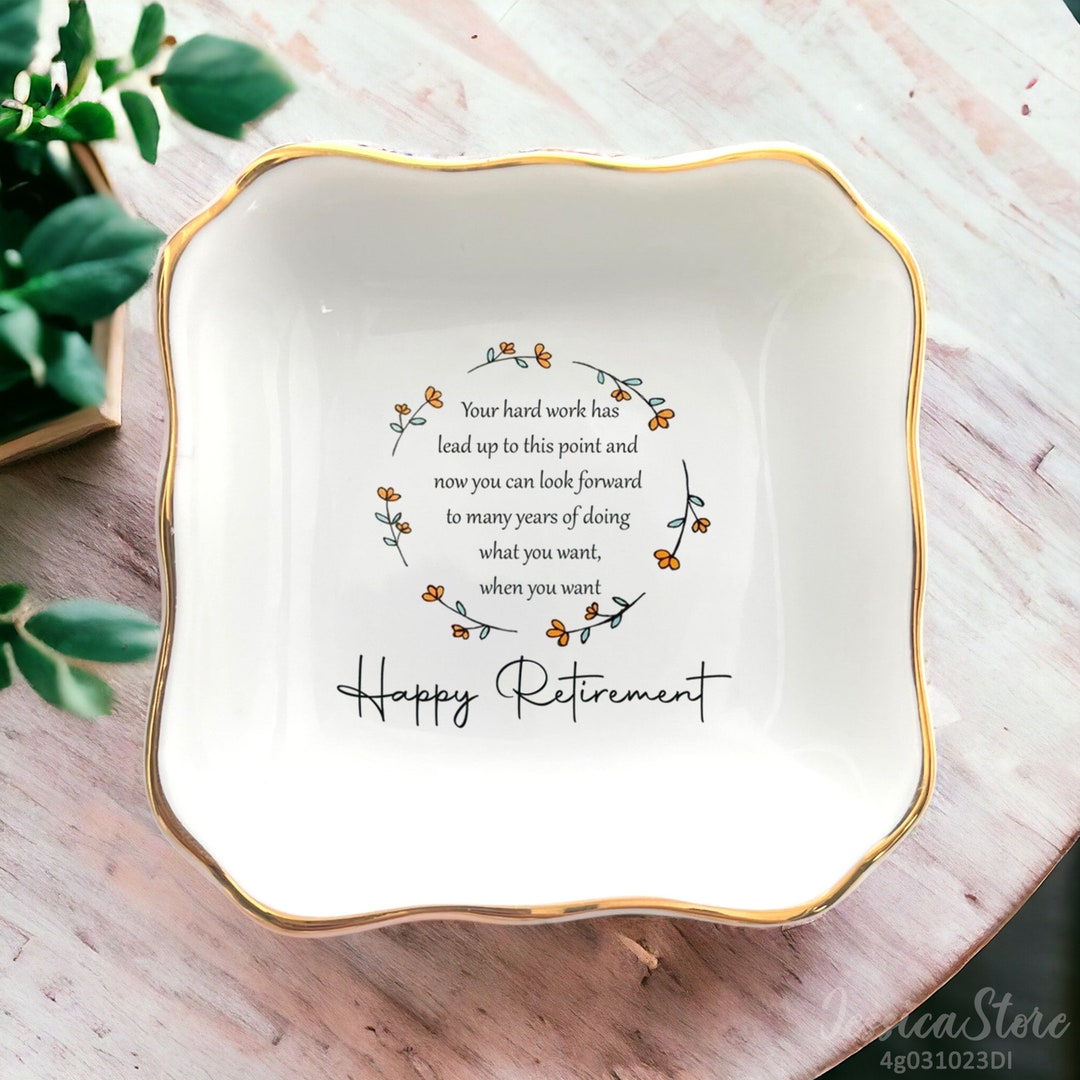 Personalized Retirement Ring Dish: Handmade Ceramic Jewelry Holder - Etsy