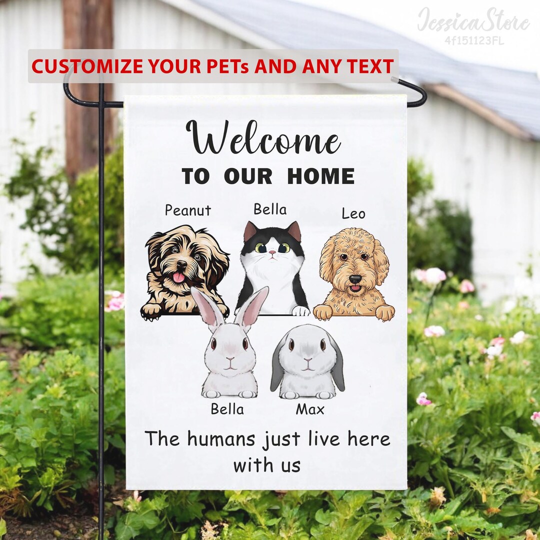 Custom Pet Portrait House Flag: Personalized Dog, Cat, Rabbit Garden ...