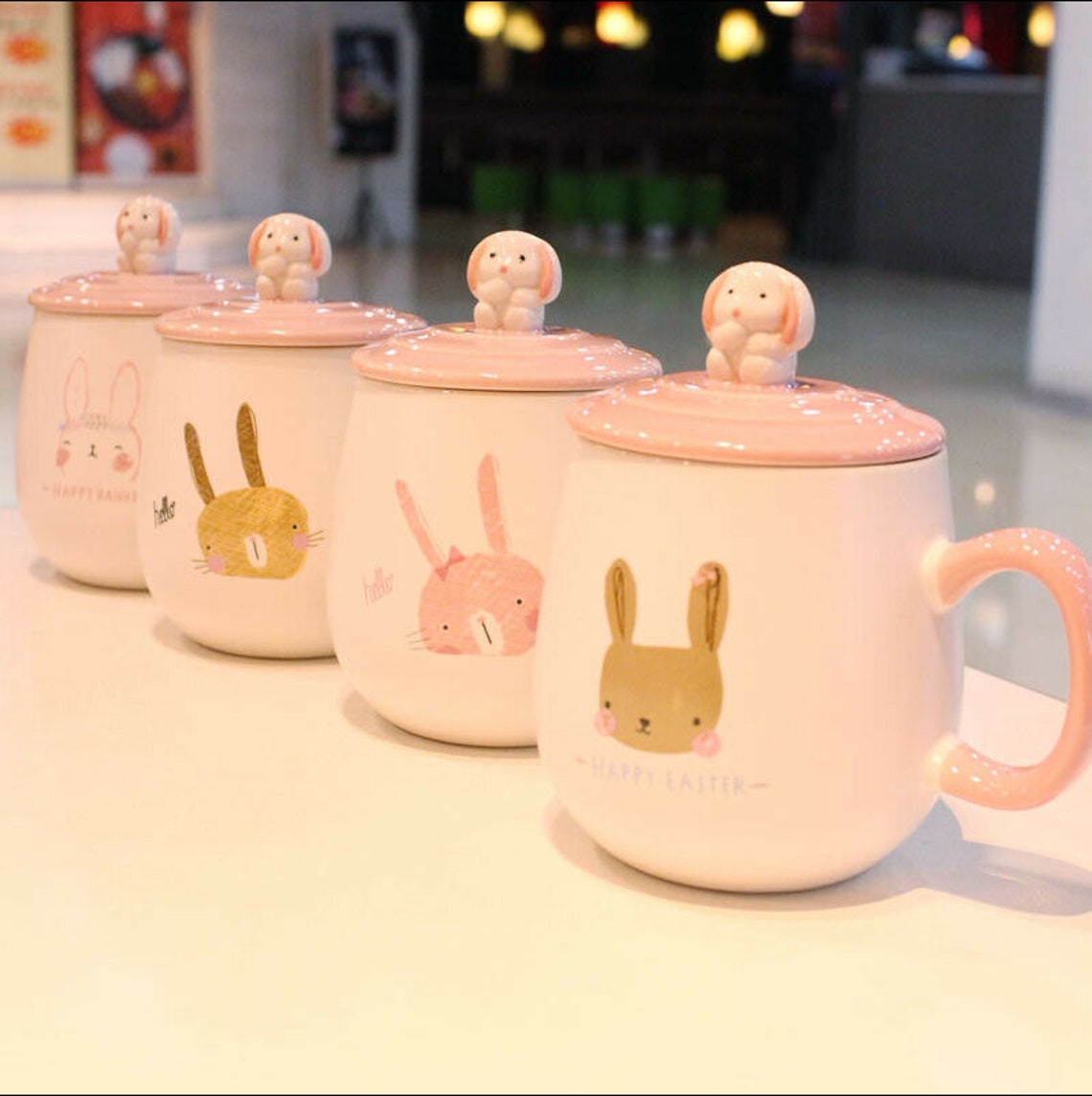 Cute Rabbit Ceramic Cup Office Tea Cup Milk Mug Large Capacity | Etsy