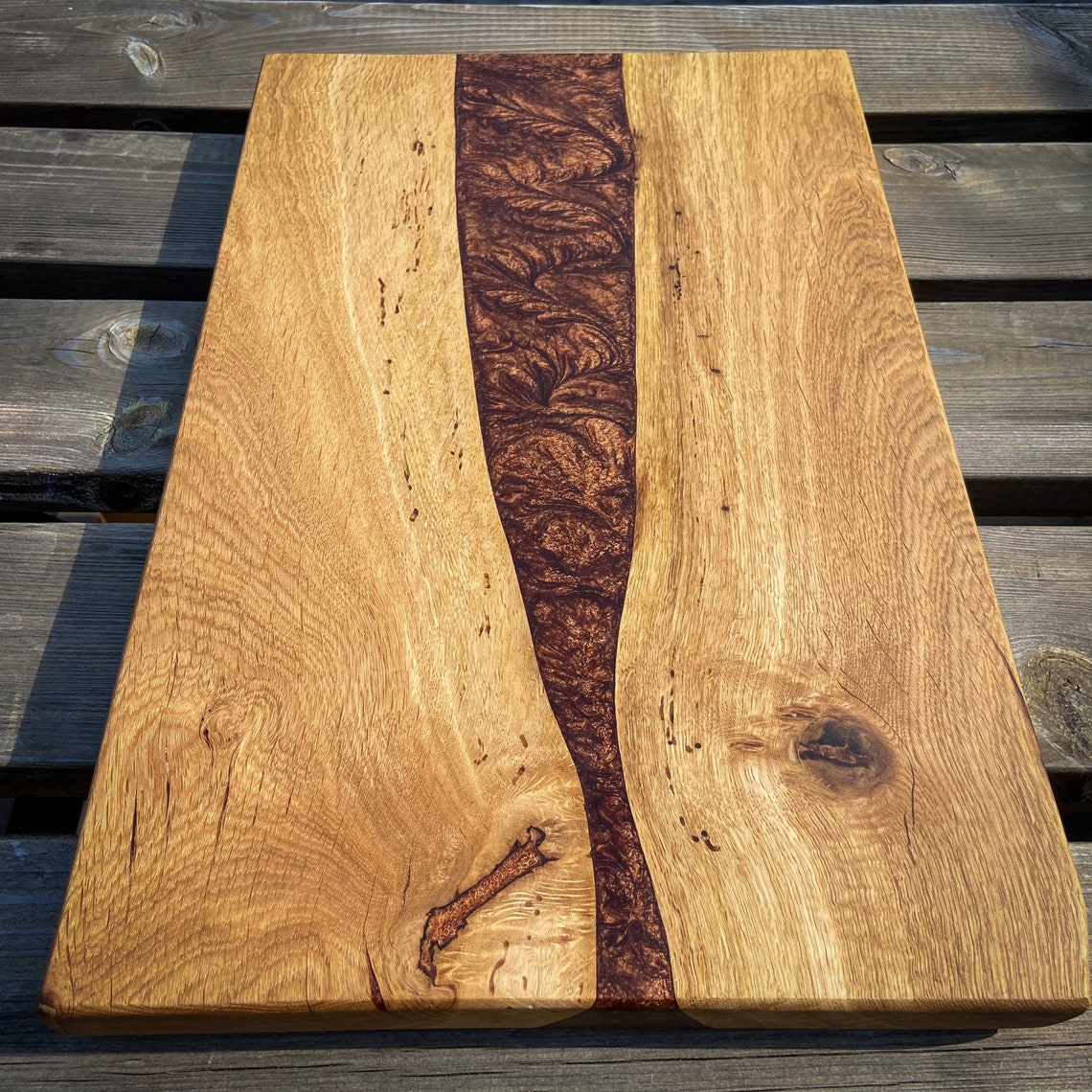 Large Cheese Board / Handmade / Live Edge / Oak Wood / Golden Brown ...