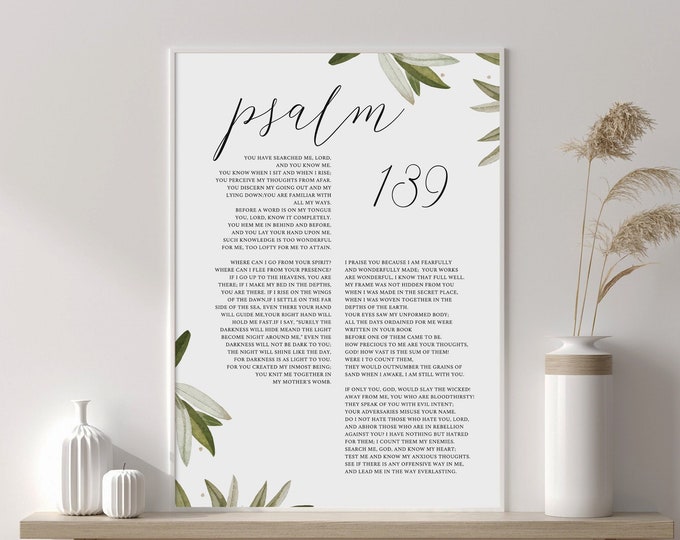 Psalm 139 Wall Art. Bible Verse Print. Christian Home Decor. - Etsy