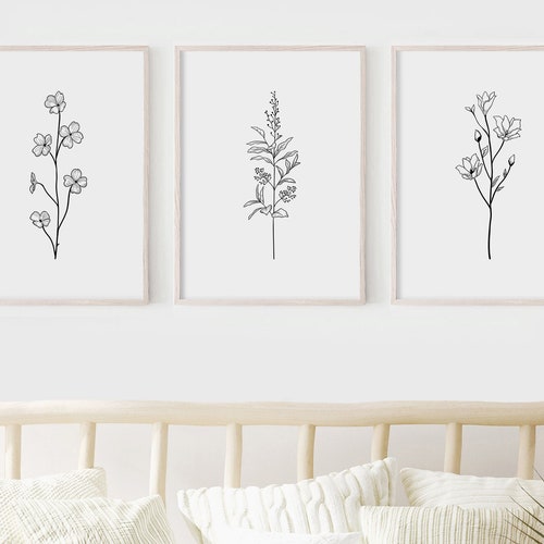 Abstract Line Art Set of 3 Prints Line Drawing Woman - Etsy