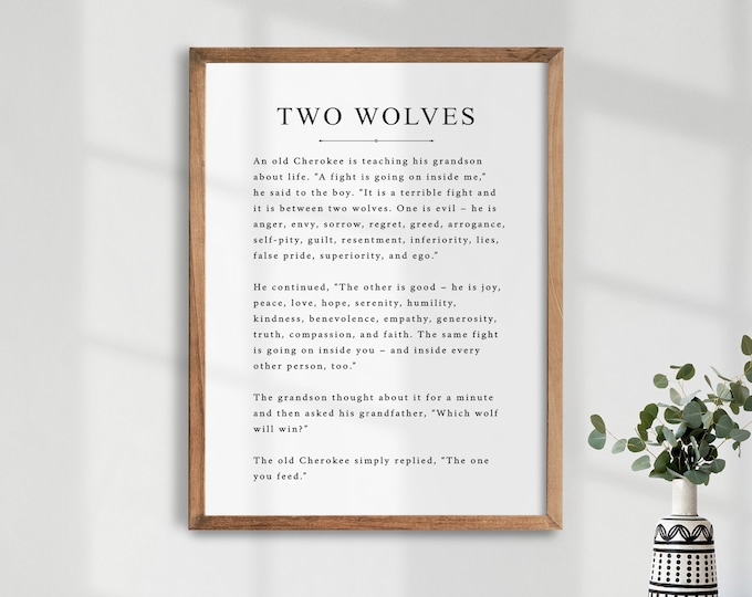 Two Wolves Meeting - Print - Etsy