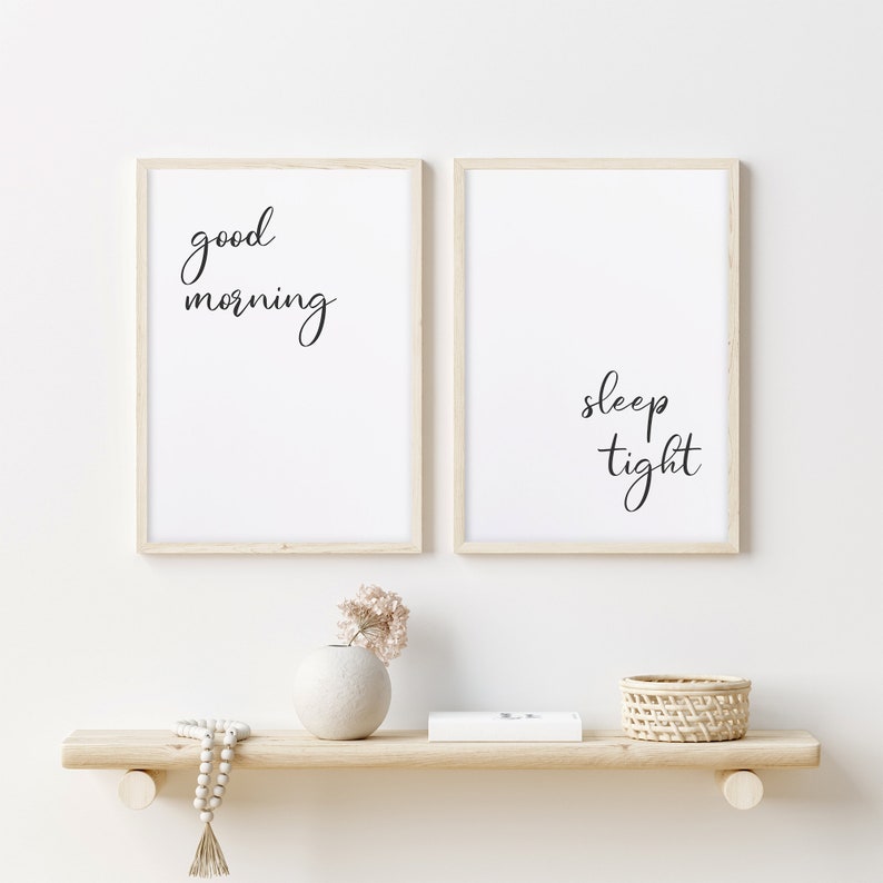 Bedroom Print Set. Good Morning Sleep Tight Sign. Couple Wall Art ...