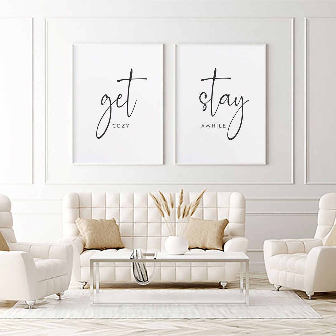 Get Cozy Stay Awhile Sign. Guest Room Wall Art. Living Room Decor ...