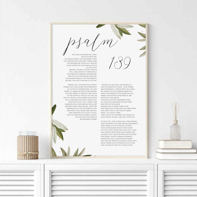Psalm 139 Wall Art. Bible Verse Print. Christian Home Decor. - Etsy